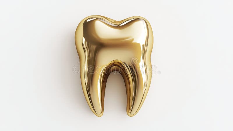 3D Render of a Golden Tooth on a White Background. Generative AI Stock ...