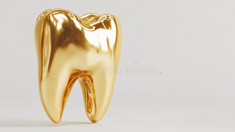 3D Render of a Golden Tooth on a White Background. Generative AI Stock ...