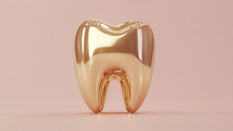 3D Render of a Golden Tooth on a White Background. Generative AI Stock ...