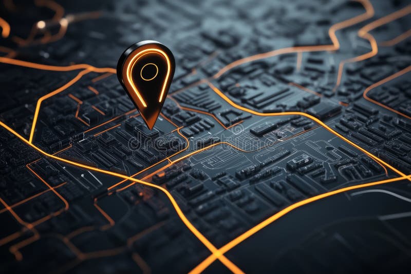 3D Render of a GPS Navigation Map Featuring a Locator Pin for Better ...