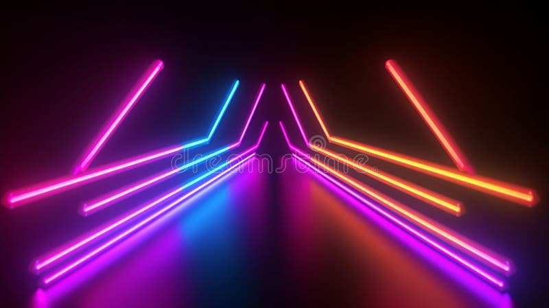 3d Render, Gradient Glowing Neon Arrows, Abstract Wide Background ...