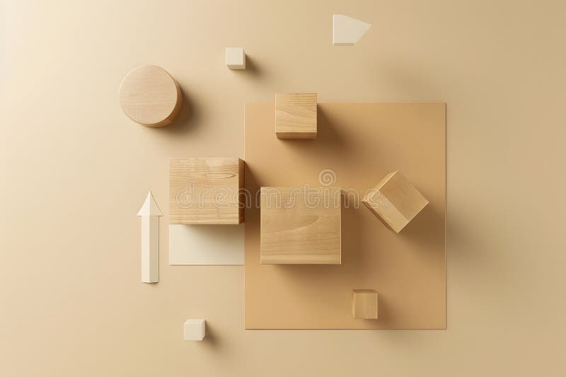 3D Render of Graph with Arrow and Wooden Blocks - AI Generated Stock ...