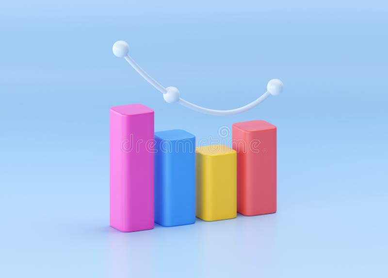 3d Render Graph Illustration - Digital Diagram, Financial Stats and ...