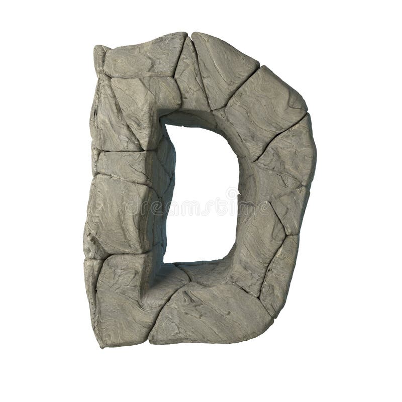 3D Render of a Gray Broken Stone Forming the Letter Isolated on a White ...