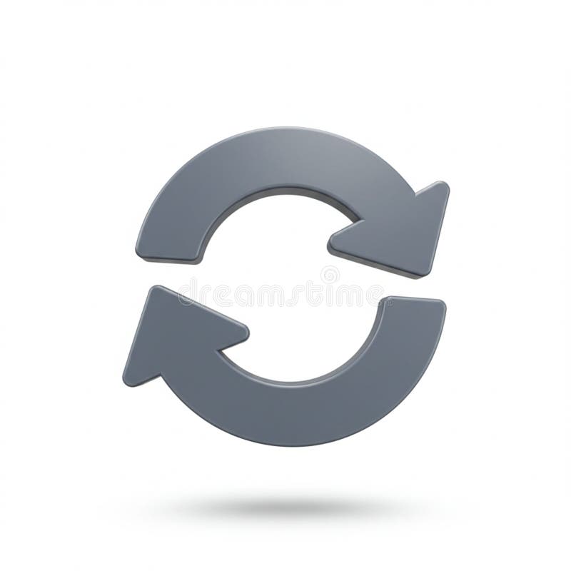 3d Render Gray Circular Arrows Refresh Icon Symbol Web Loop Sign Reload