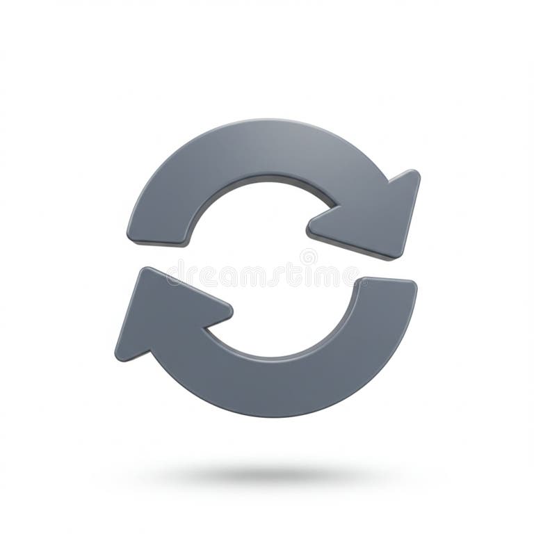 3D Render Gray Circular Arrows Refresh Icon Symbol Web Loop Sign Reload Repeat Update Design ...