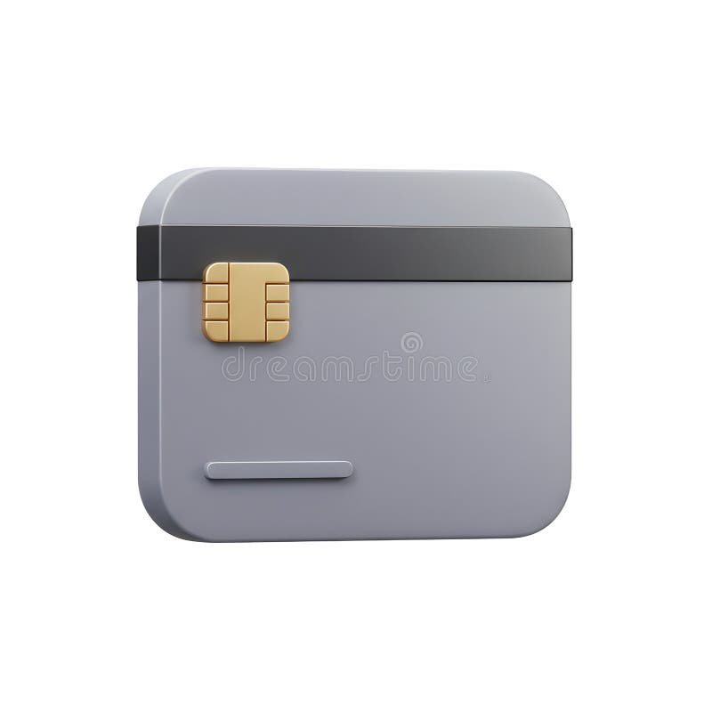 3D Render of a Gray Credit Card with Gold Chip and Black Stripe, Modern ...