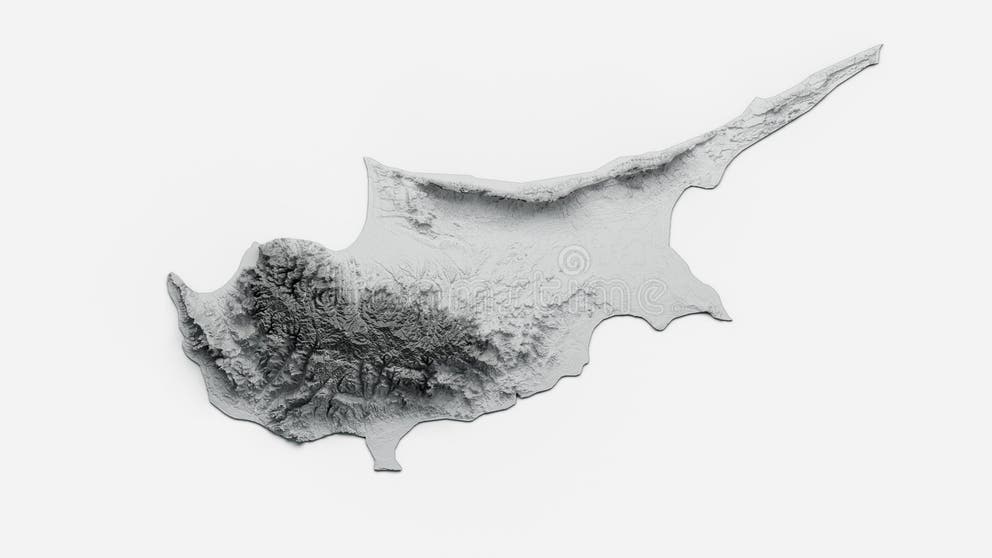 3D Render of a Gray Cyprus Map Isolated on a White Background Stock ...