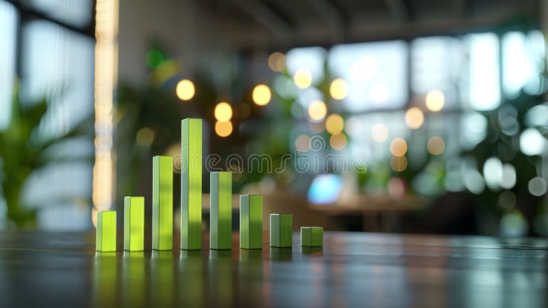 3d Render of Green Bar Graph. Generative AI. Stock Illustration ...