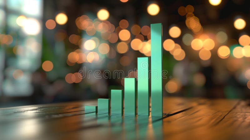 3d Render of Green Bar Graph. Generative AI. Stock Illustration ...