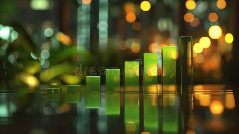 3d Render of Green Bar Graph. Generative AI. Stock Illustration ...