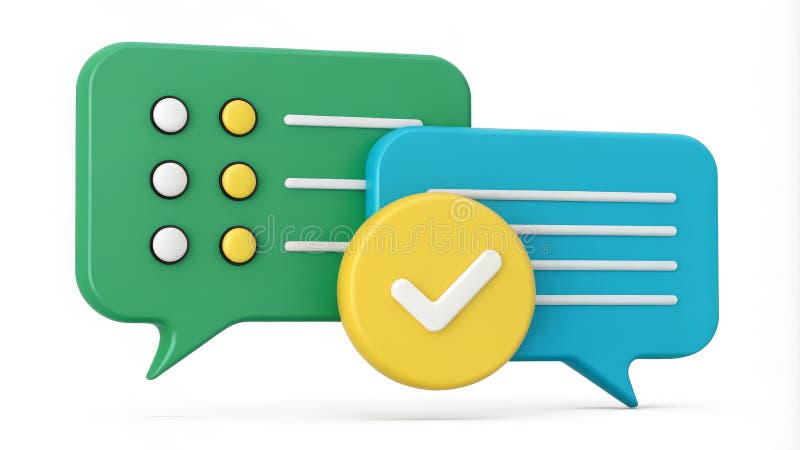 3D Render Green and Blue Speech Bubbles, Survey Concept Stock ...