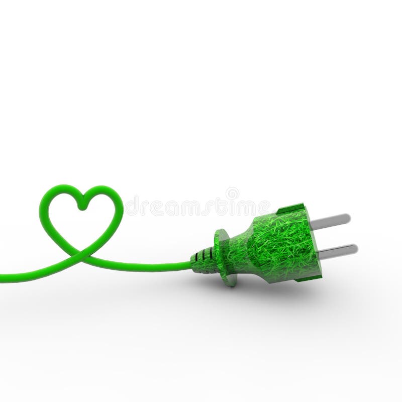 3D Render of a Green Electrical Plug Isolated on a White Background ...