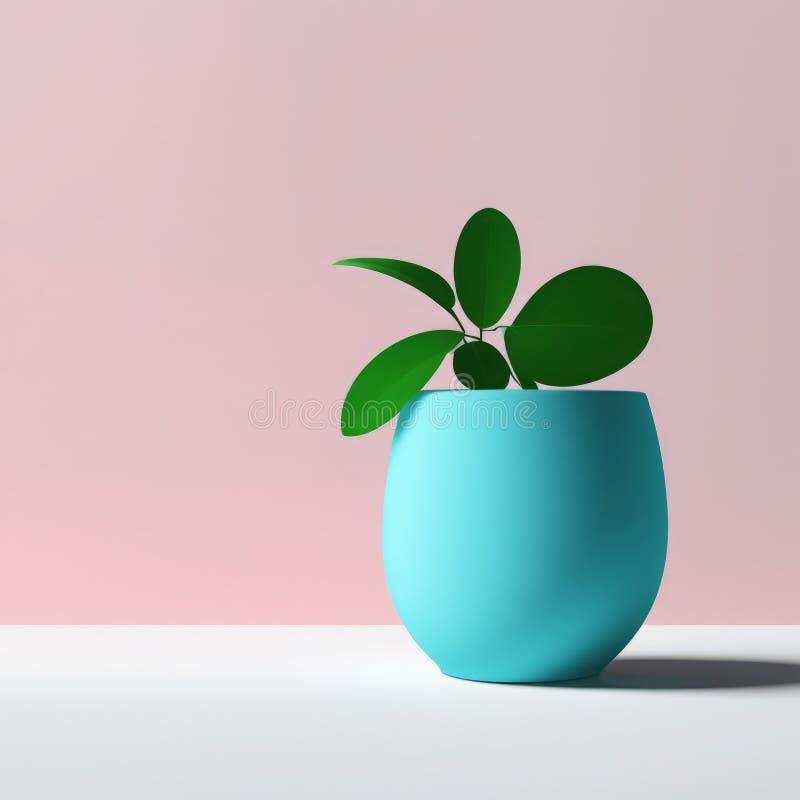 3d Render of Green Leaf in a Pot. 3d Render of Green Leaf in a Pot. 3d ...