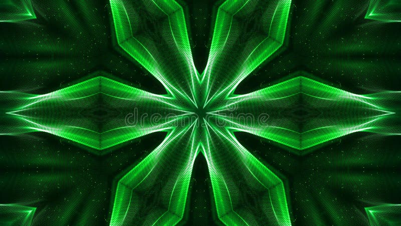 3d Render. Green Motion Design Background with Symmetrical Star Pattern ...