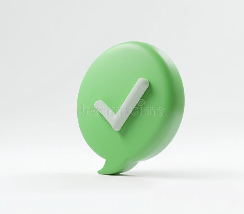 3D Render Green Speech Bubble Check Mark Approved High Quality Image ...