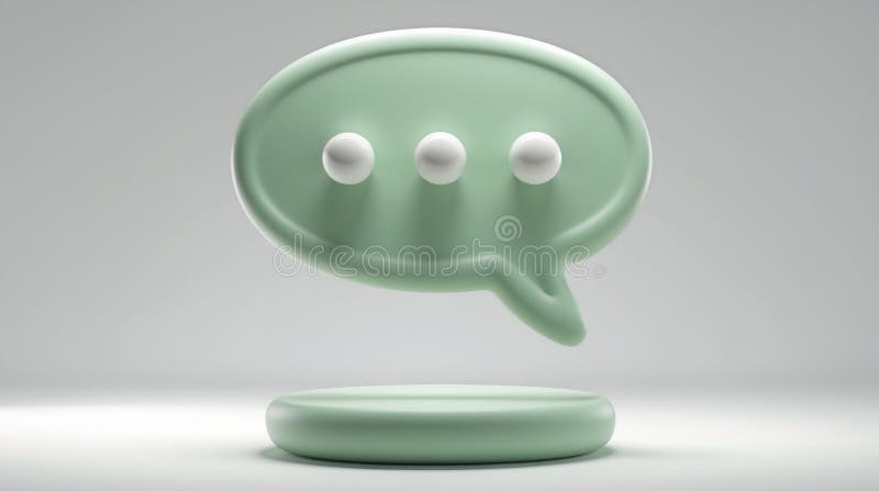3D Render: Green Speech Bubble with Loading Dots Stock Photo - Image of ...