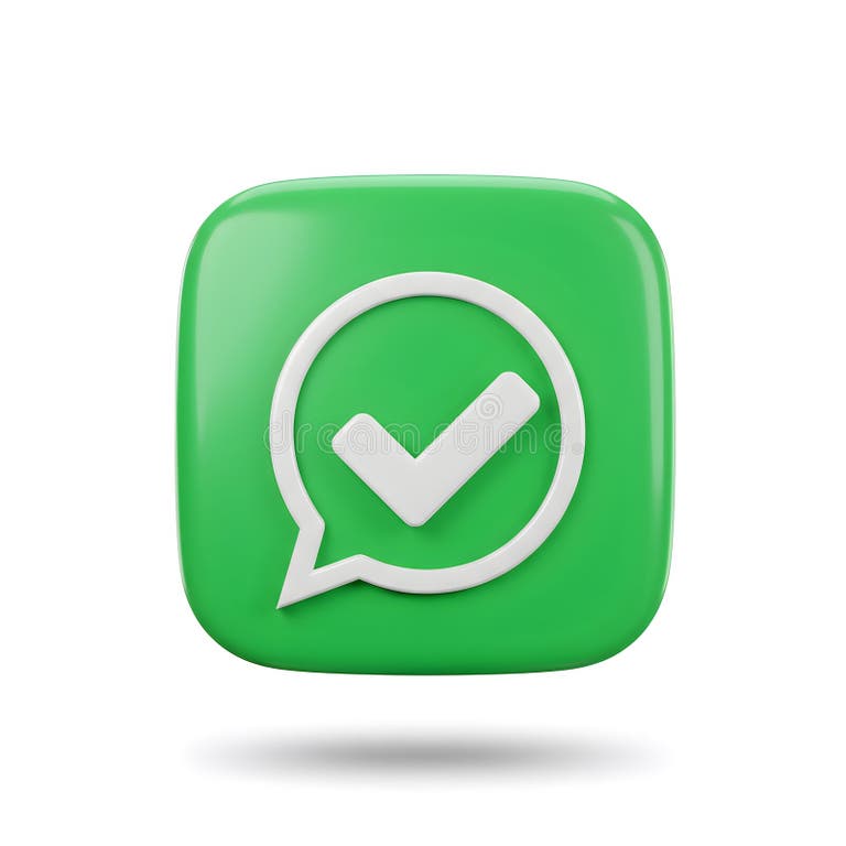 3D Render of Green Square Button with White Check Mark Icon Digital ...