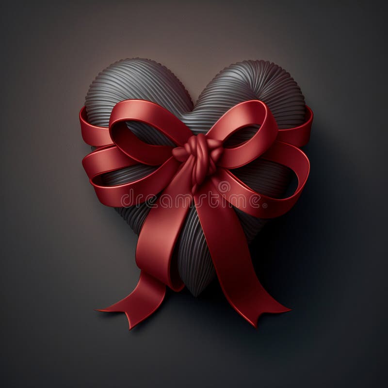 3D Render, Grey Heart Shape Wrapped with Red Silk Stock Illustration ...