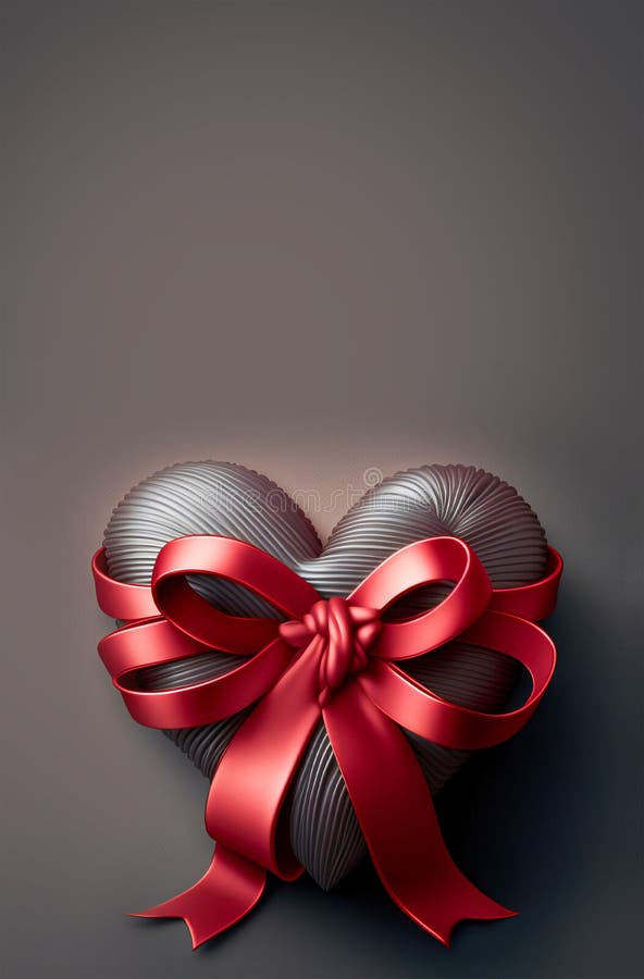 3D Render, Grey Heart Shape Wrapped with Red Silk Stock Illustration ...
