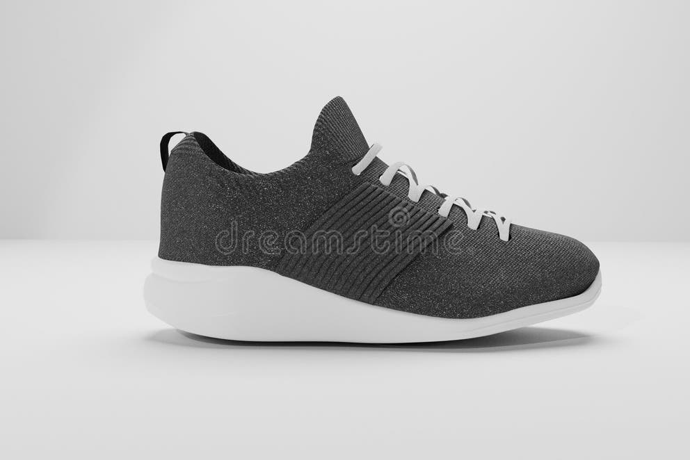3d Render Grey Shoe Side View for Mockup Stock Photo - Image of ...