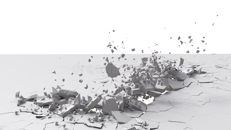 3D Render of Ground Destruction Isolated on a White Background Stock ...