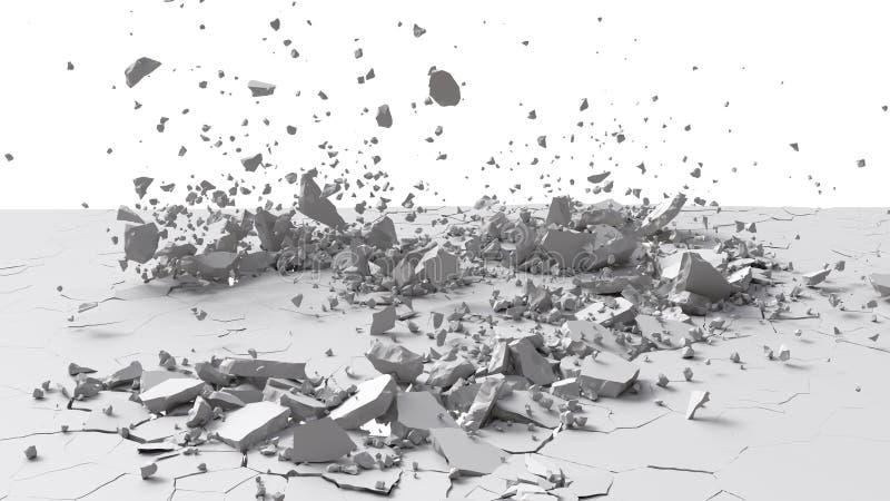 3D Render of Ground Destruction Isolated on a White Background Stock ...