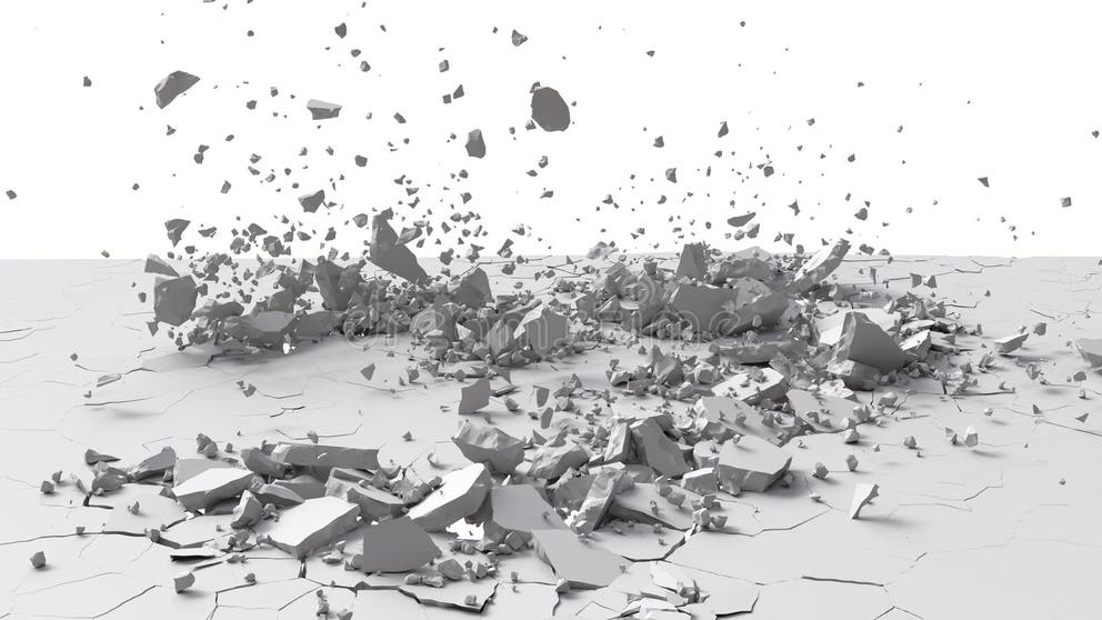 3D Render of Ground Destruction Isolated on a White Background Stock ...