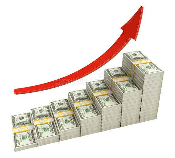 3D Render of Growing Stack of Dollar Bills Stock Photo - Illustration ...