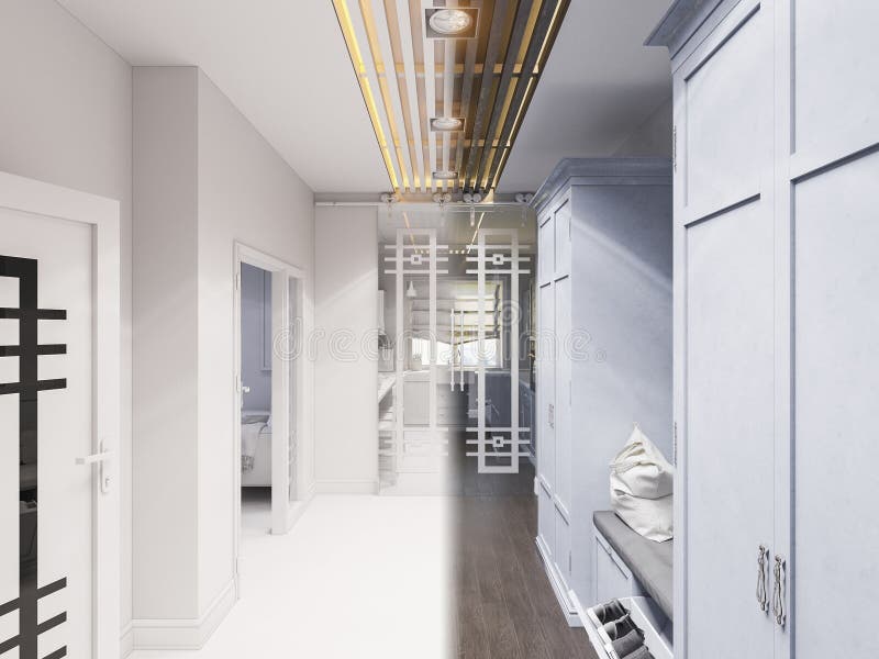 3d Render Hall Islamic Style Interior Design Stock Illustration ...