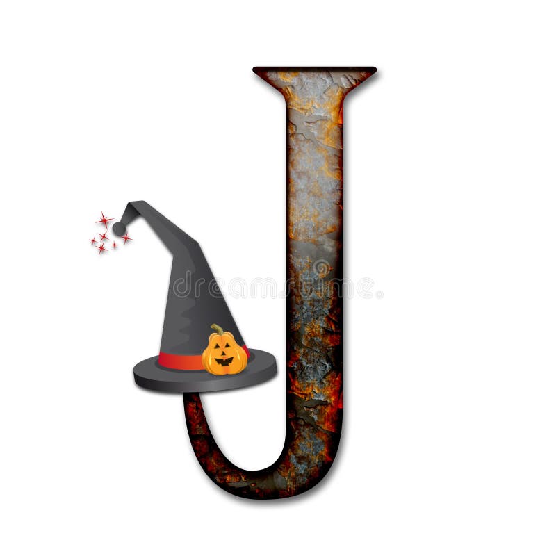 3D Render of Halloween Alphabet Capital Letter with Hat Stock ...