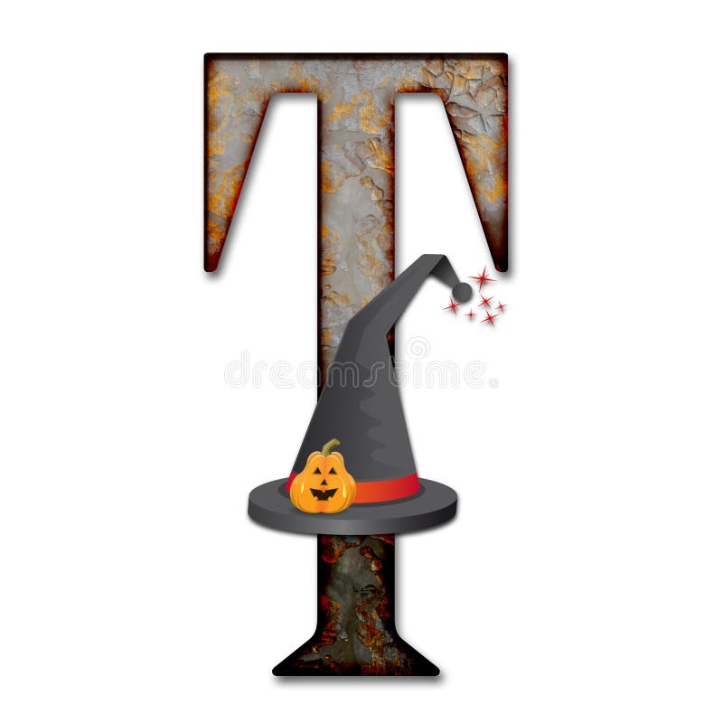 3D Render of Halloween Alphabet Capital Letter with Hat Stock ...