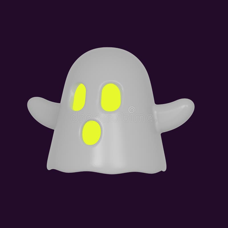 3d Render Halloween Ghost on Isolated Background Stock Illustration ...