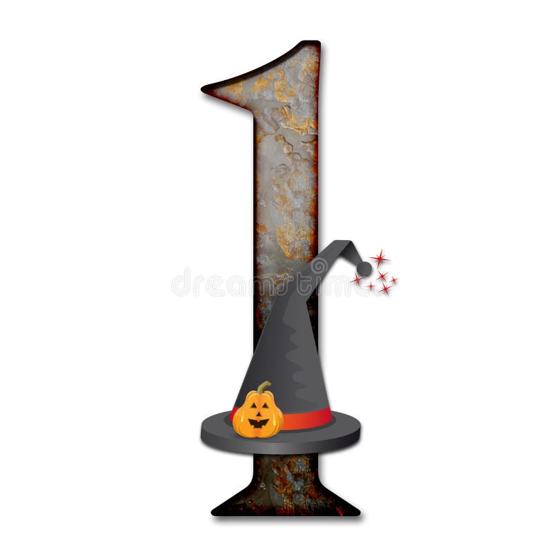 3D Render of Halloween Numer with Hat Stock Illustration - Illustration ...