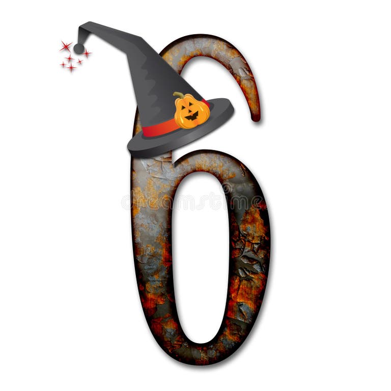 3D Render of Halloween Numer with Hat Stock Illustration - Illustration ...