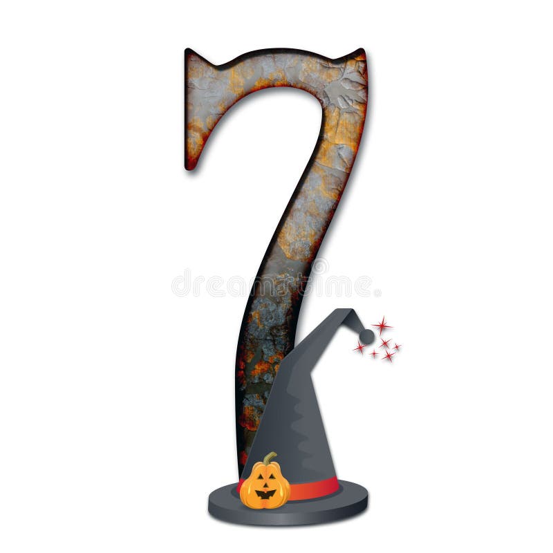 3D Render of Halloween Numer with Hat Stock Illustration - Illustration ...
