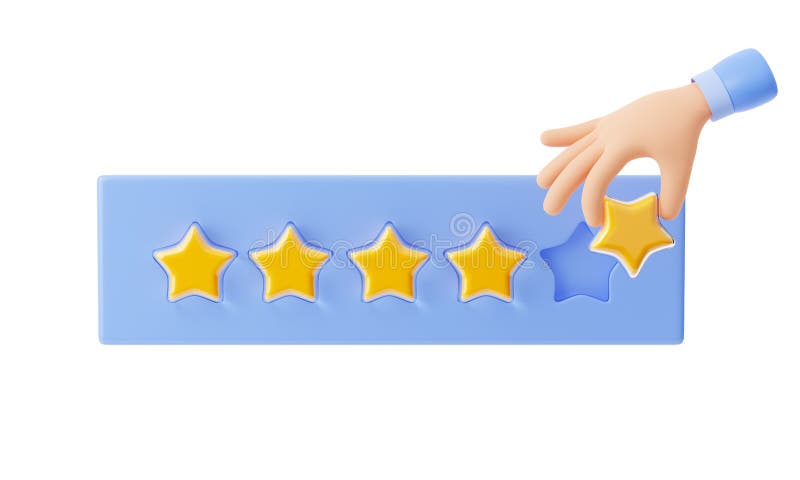 3D Render of Hand Adding or Removing Rating Star Stock Illustration ...