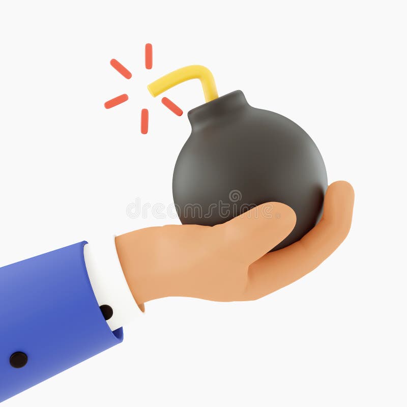3D Render Hand Holding Bomb on White Background. 3d Rendering Hand with ...