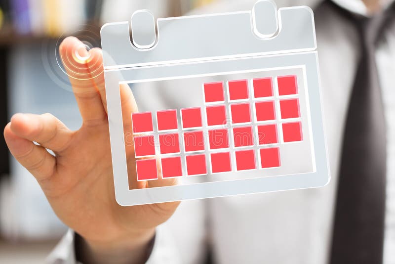 3d Render Of A Hand Interacting With Calendar Design Stock Image