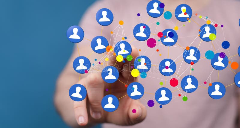 3d Render of a Hand Interacting with Signs of Online Users Stock Image ...