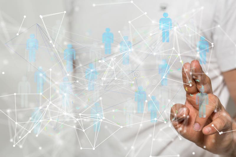 3d Render of a Hand Interacting with Signs of Online Users Stock Photo ...