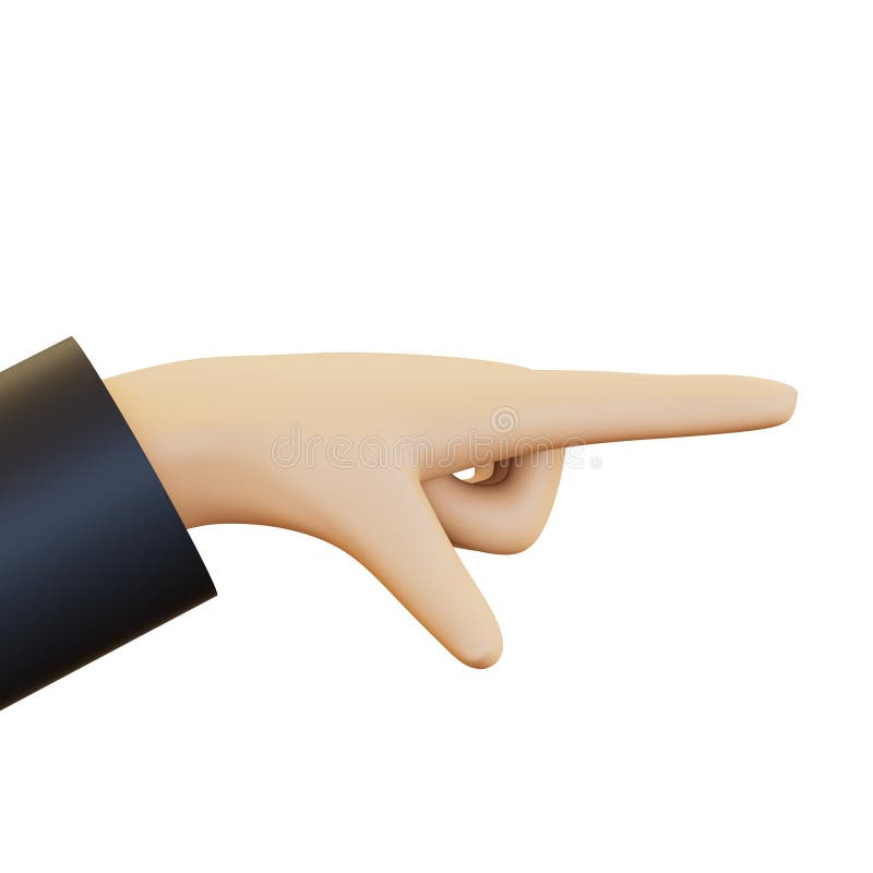 3D Render of a Hand Pointing Forward with the Index Finger Extended ...