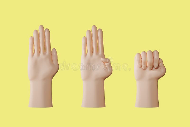 3D Render of Hand Signal for Help Isolated on Yellow Background. Stock ...