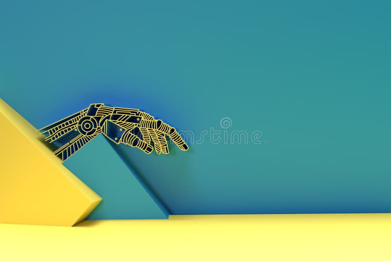 3D Render Hands of Robo Virtual Reality or Artificial Intelligence ...