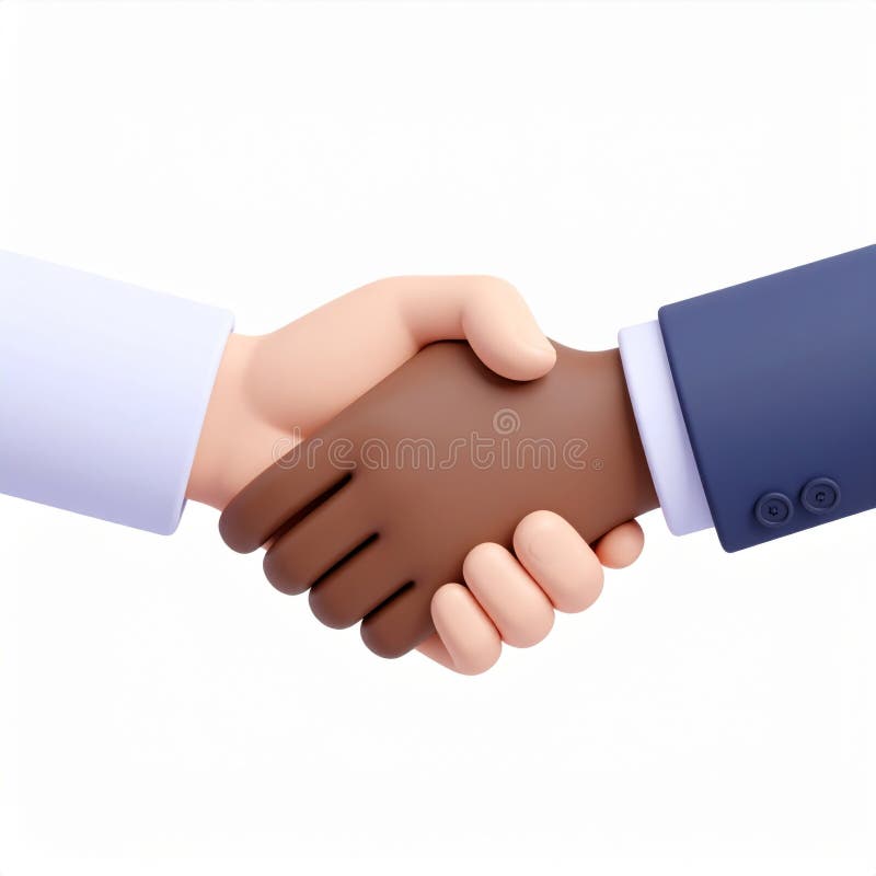 3D Render of a Handshake between Two Diverse People Stock Illustration ...