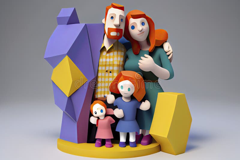 3d Render of a Happy Family Stock Illustration - Illustration of couple ...