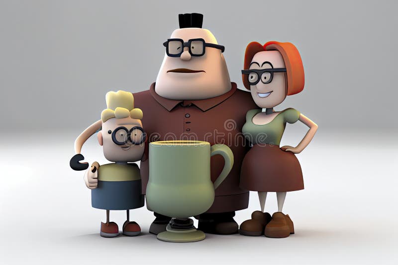 3d Render of a Happy Family Stock Illustration - Illustration of ...