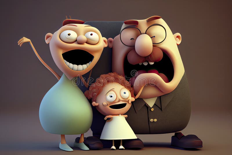 3d Render of a Happy Family Stock Illustration - Illustration of ...