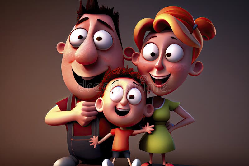 3d Render of a Happy Family Stock Illustration - Illustration of ...
