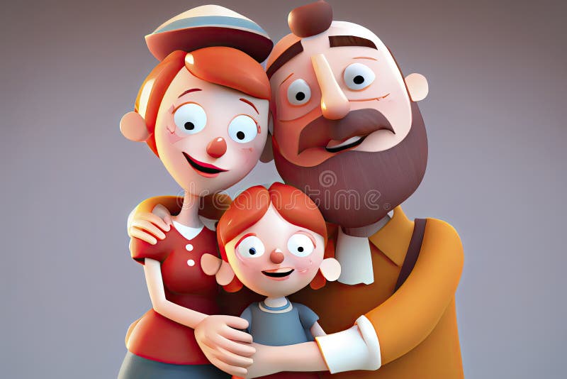 3d Render of a Happy Family Stock Illustration - Illustration of ...